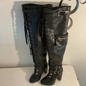 Shoes | Thigh High Elira High Block Heel Bootsnew | Poshmark